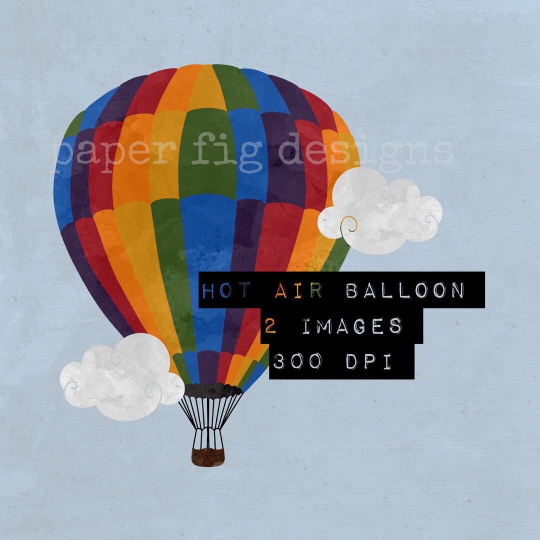 Hot Air Balloon - Rainbow Clip Art 300 Dpi PNG - Etsy