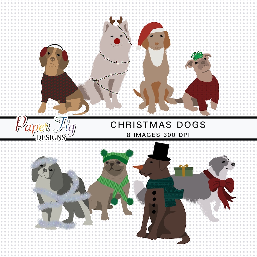 Christmas Dogs Clip Art - 8 Images 300 Dpi - Etsy