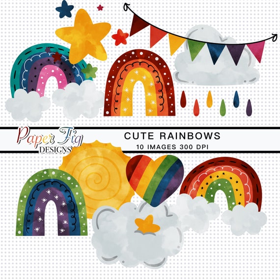 Cute Rainbow Clip Art 12 Images 300 Dpi - Etsy