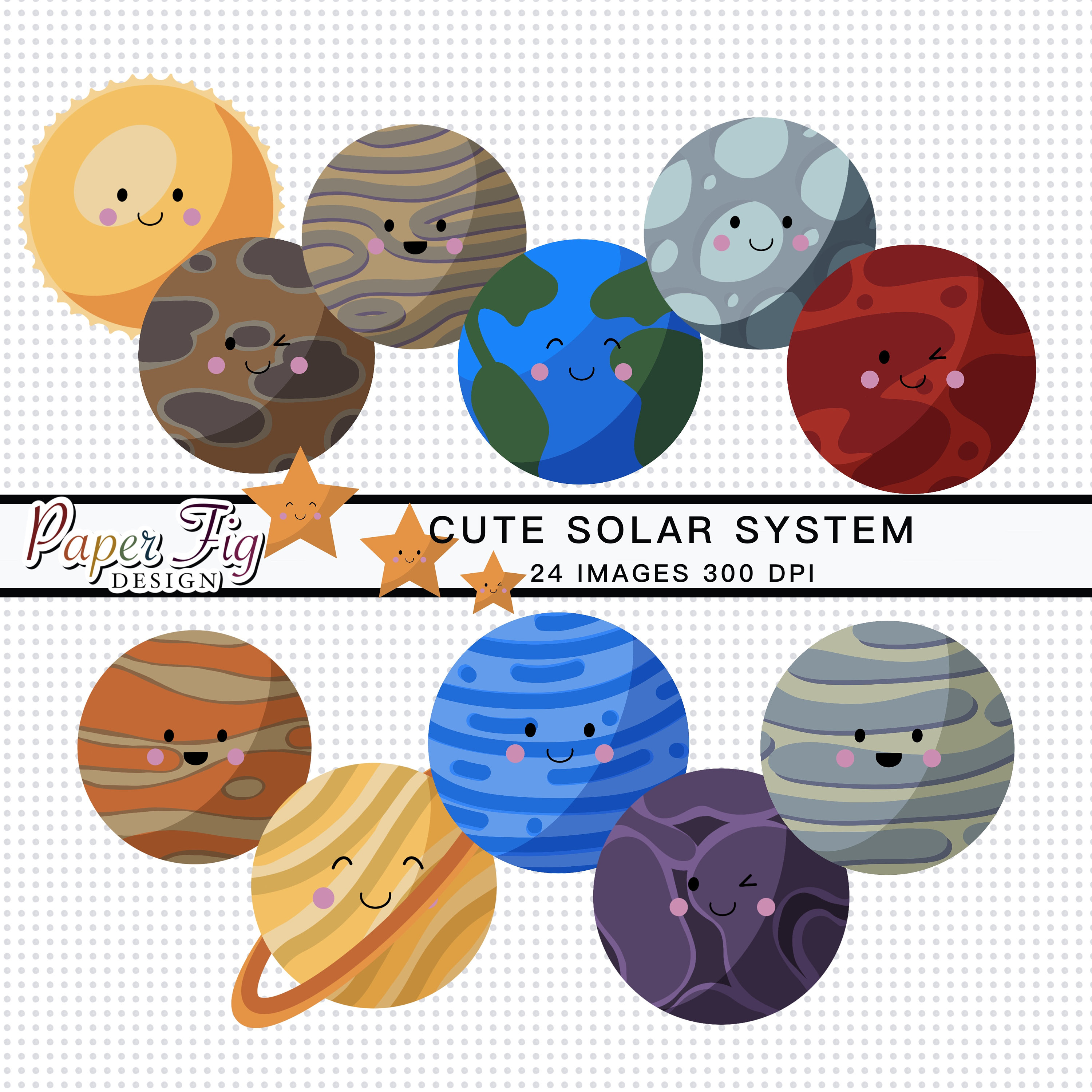 Cute Solar System Clip Art - 24 Images 300 Dpi - Etsy