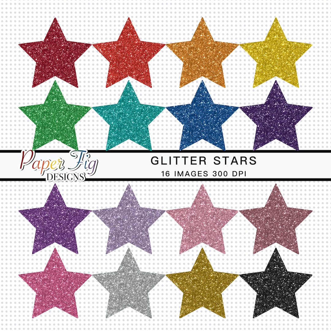 Glitter Stars Clipart - 16 Images 300 Dpi - Etsy