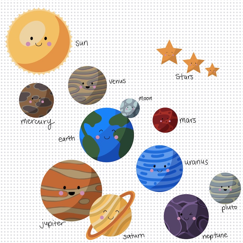Cute Solar System Clip Art - 24 Images 300 Dpi - Etsy