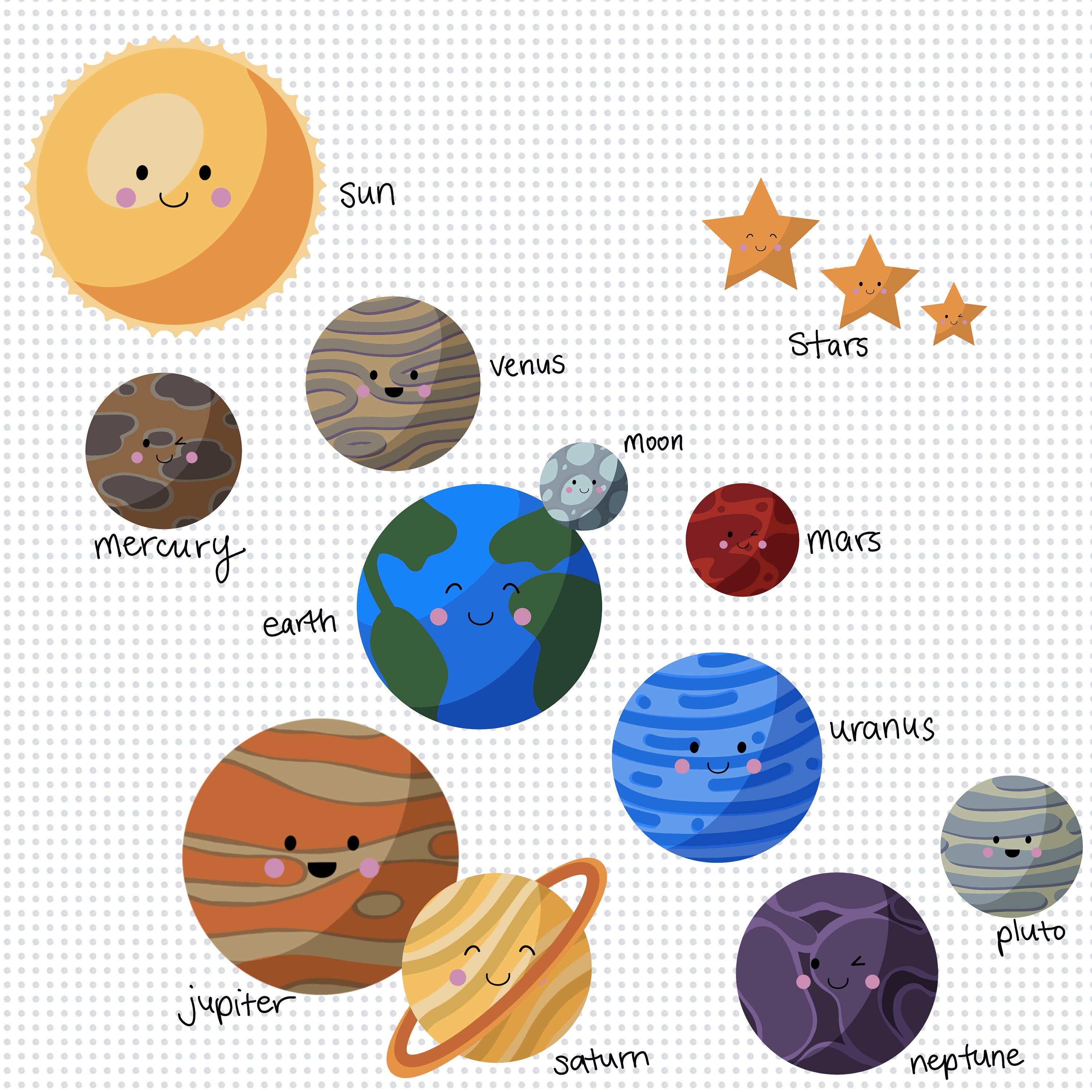 Cute Solar System Clip Art - 24 Images 300 Dpi - Etsy