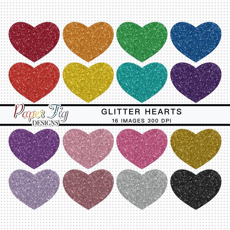 Glitter Hearts Clipart - 16 Images 300 Dpi - Etsy