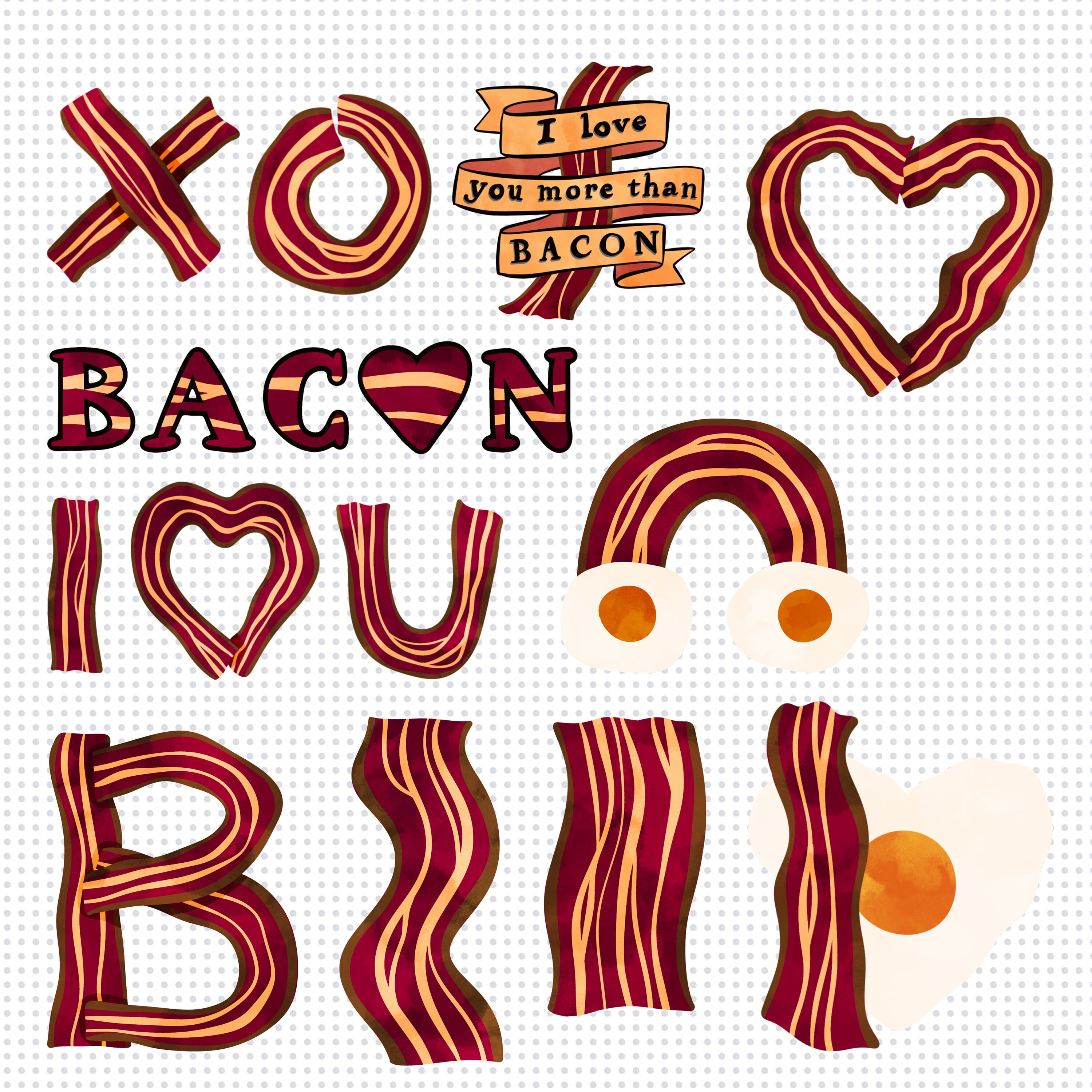 I Love You More Than Bacon Clipart - 10 Images 300 Dpi - Etsy