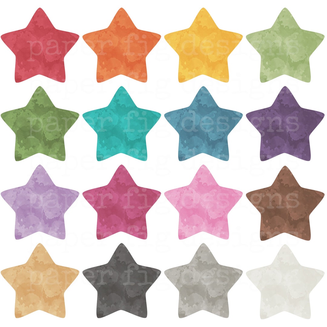 Watercolor Rainbow Stars Clip Art - 16 Images 300 Dpi - Etsy