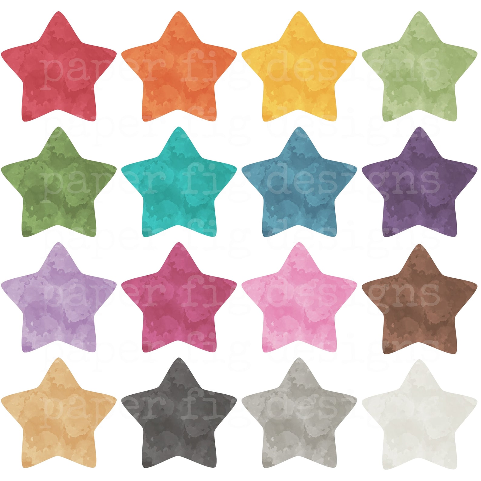 Watercolor Rainbow Stars Clip Art 16 Images 300 Dpi | Etsy