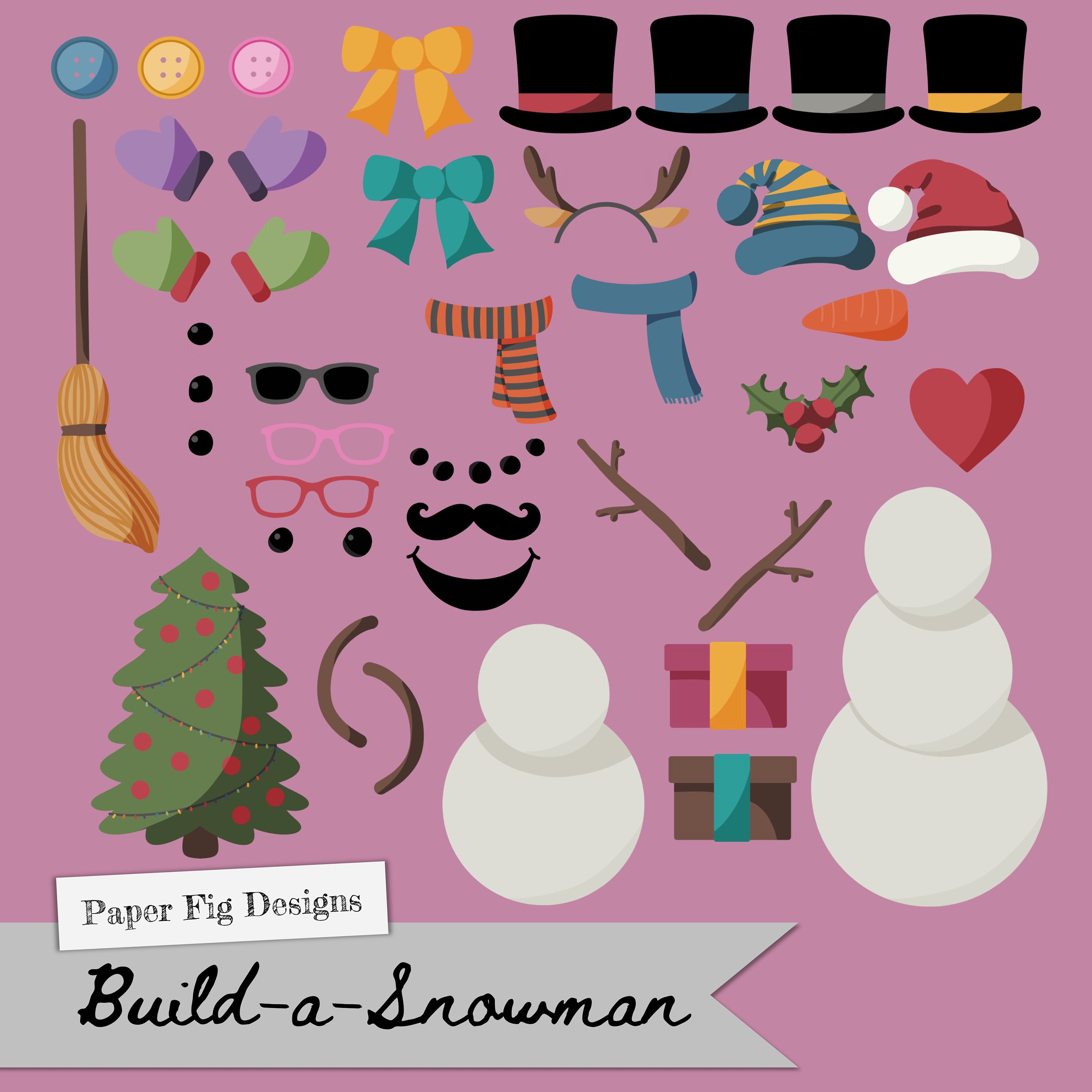 Build-a-snowman Clip Art - 40 Elements 300 Dpi - Etsy