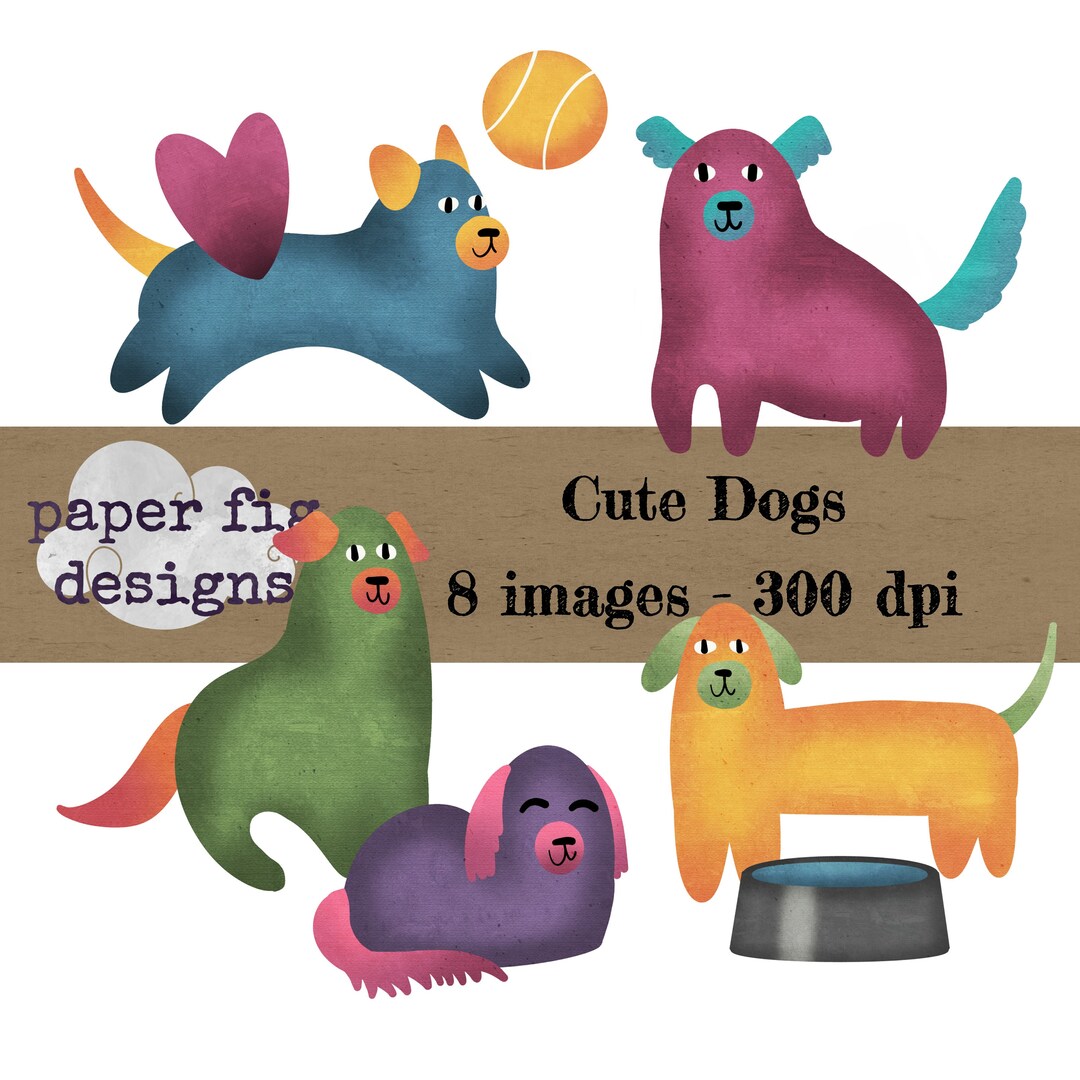 Cute Dogs Clip Art - 8 Images 300 Dpi - Etsy