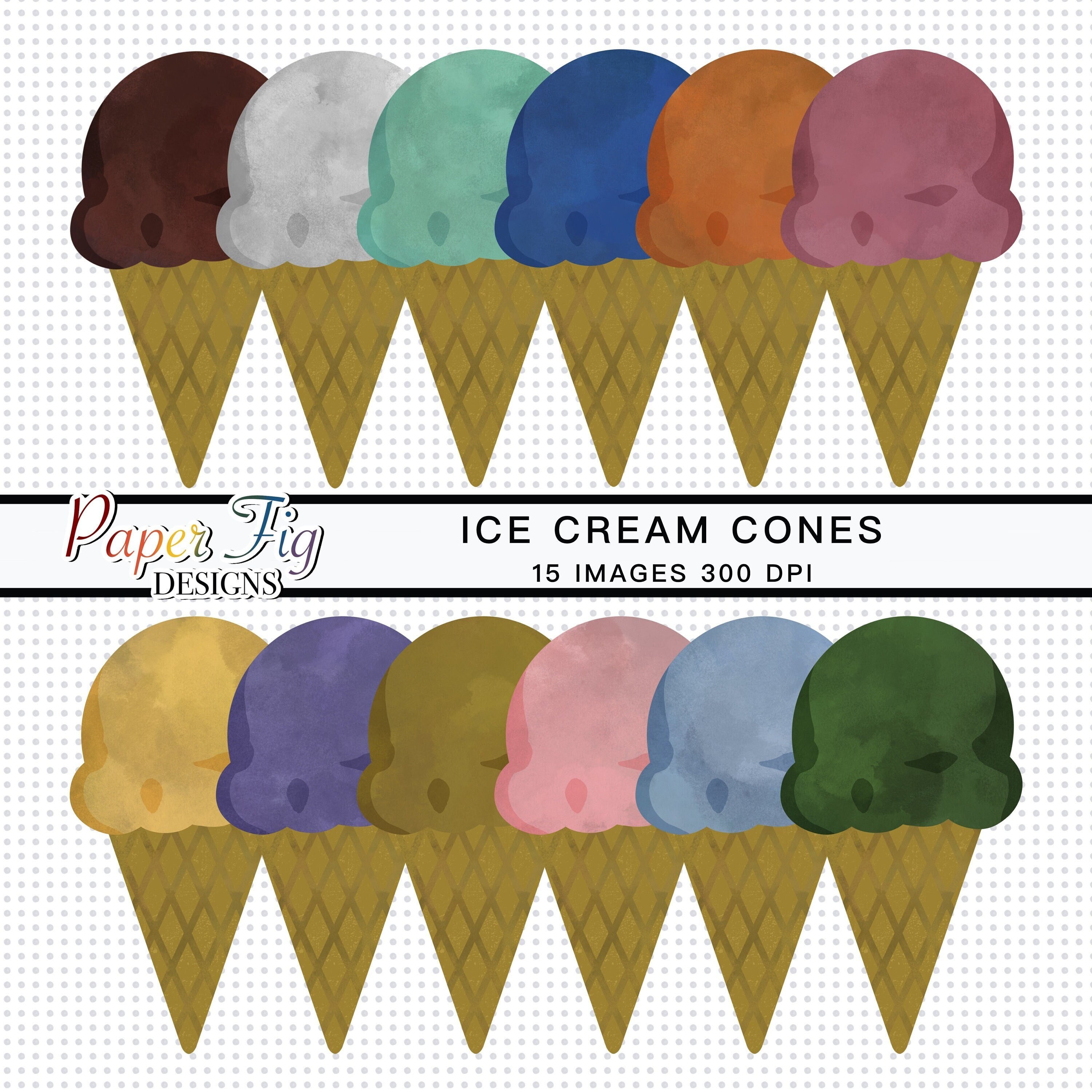 Ice Cream Cone Clip Art 15 Images 300 Dpi - Etsy