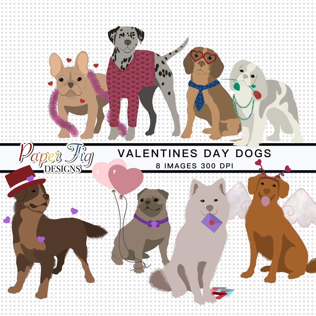 Valentine’s Day Dogs Clipart - 8 Images 300 Dpi - Etsy