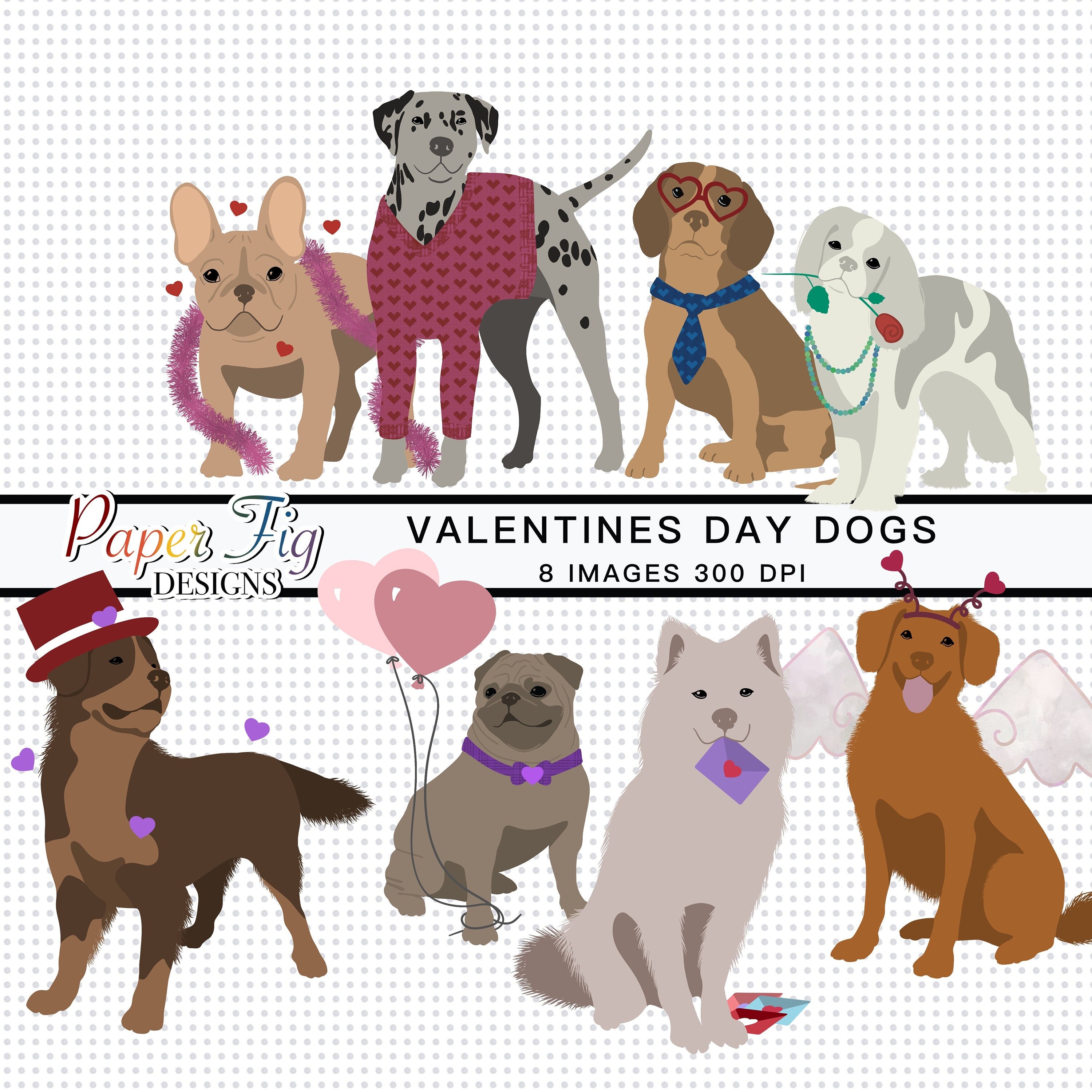 Valentines Day Dogs Clipart 8 Images 300 Dpi - Etsy