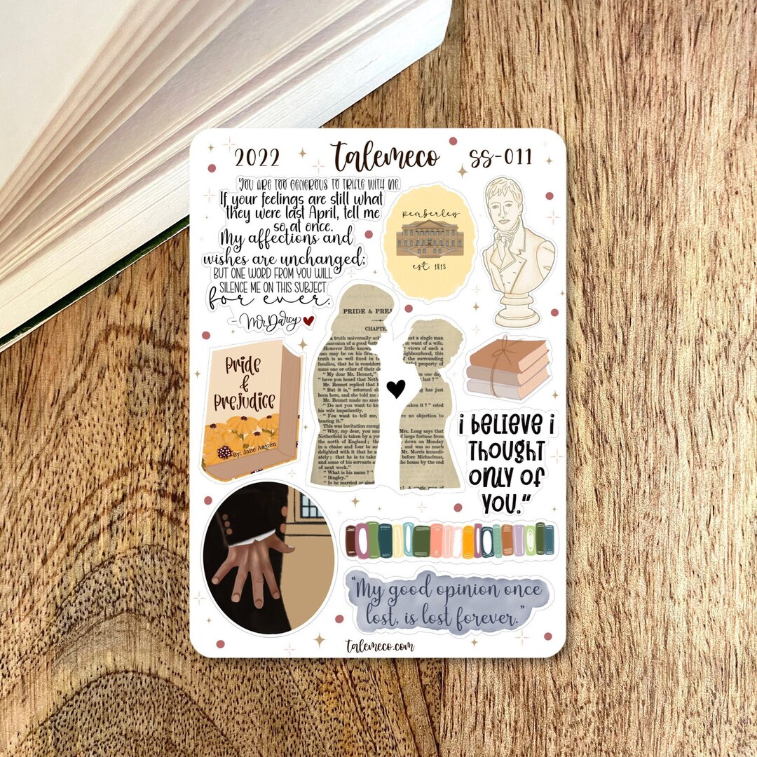 Pride and Prejudice Stickers, Jane Austen Stickers, Jane Austen Gifts ...
