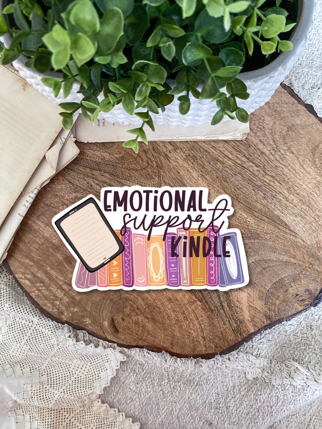 Emotional Support Kindle Sticker, Bookshelf Sticker, Bookish Sticker ...