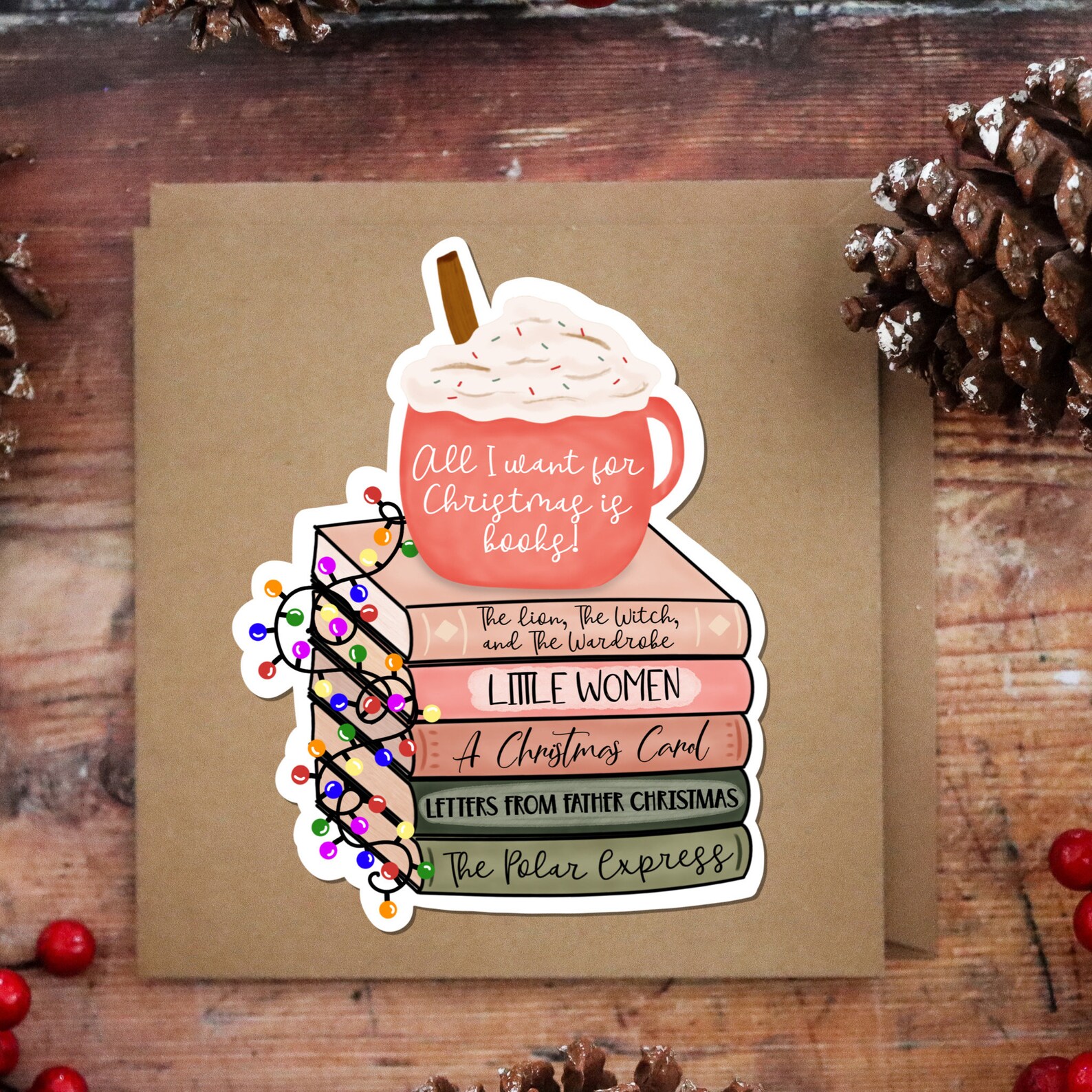 Bookmas Sticker Christmas Book Stack Sticker Christmas Book - Etsy
