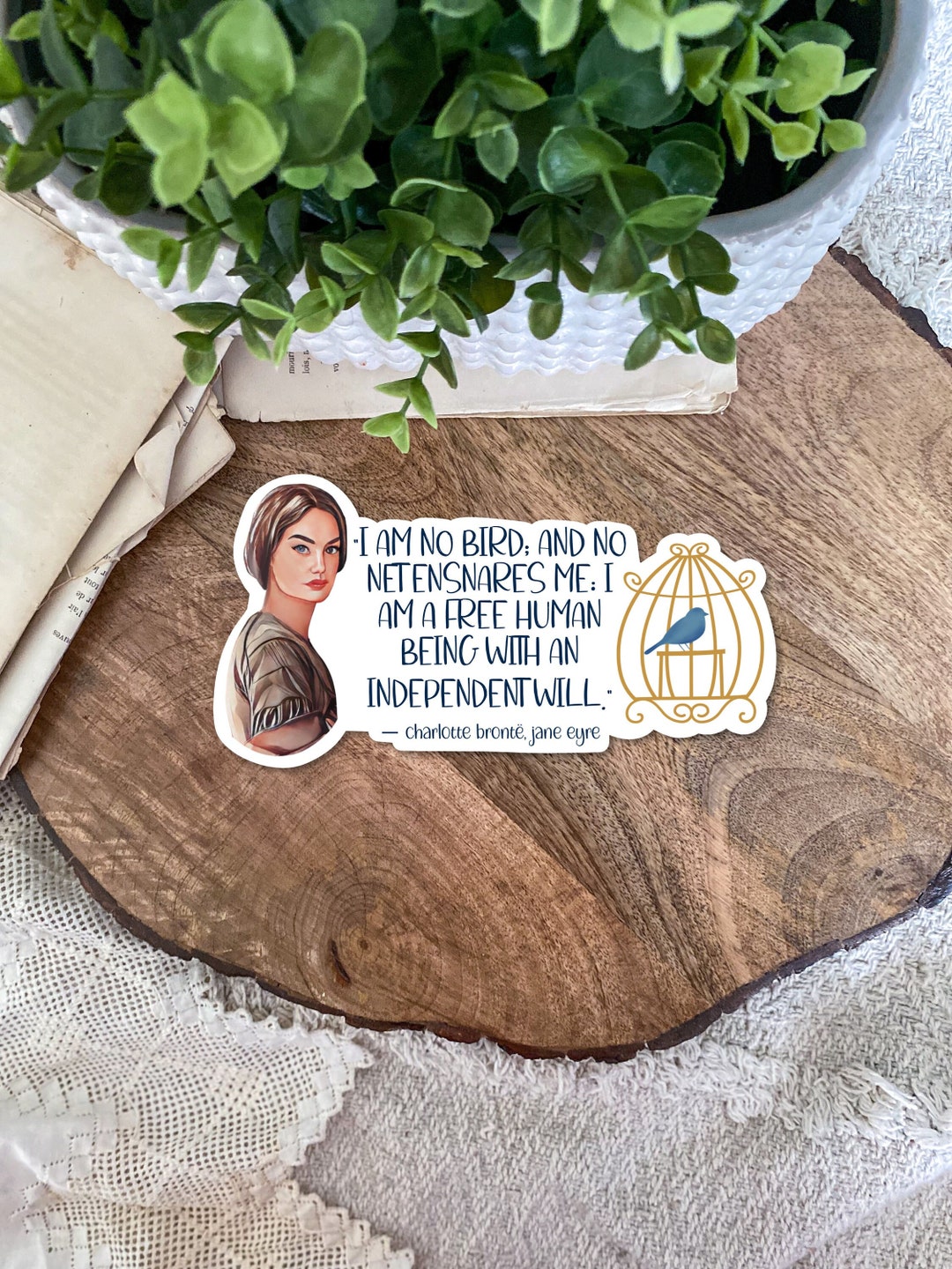 Jane Eyre Sticker, Charlotte Bronte, Jane Eyre Gift, Classic Literature ...
