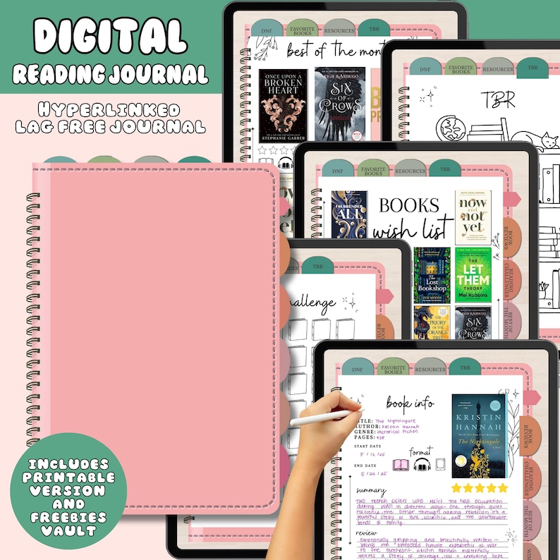 Digital Reading Journal for Book Lovers, Book Journal, Goodnotes ...