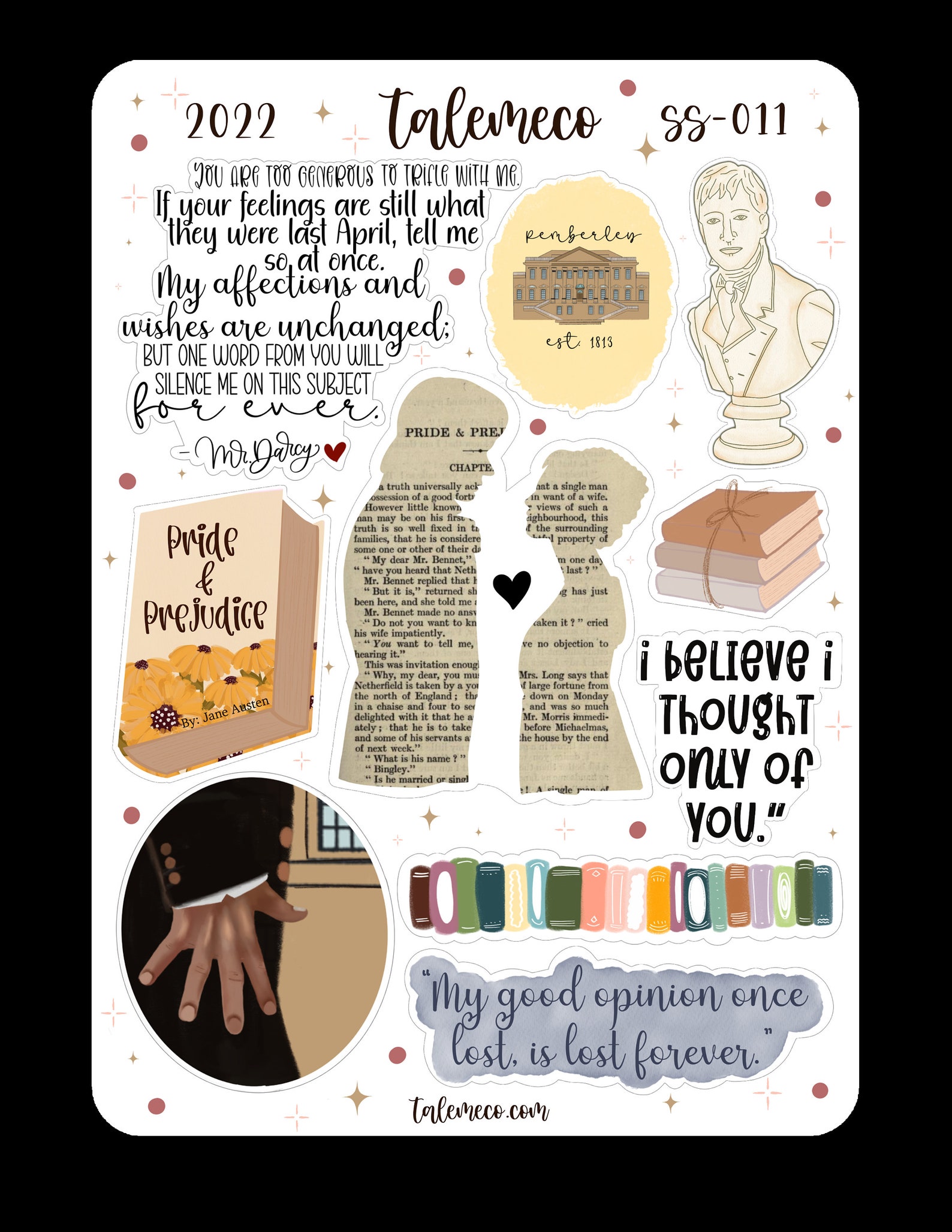 Pride and Prejudice Stickers Jane Austen Stickers Jane - Etsy
