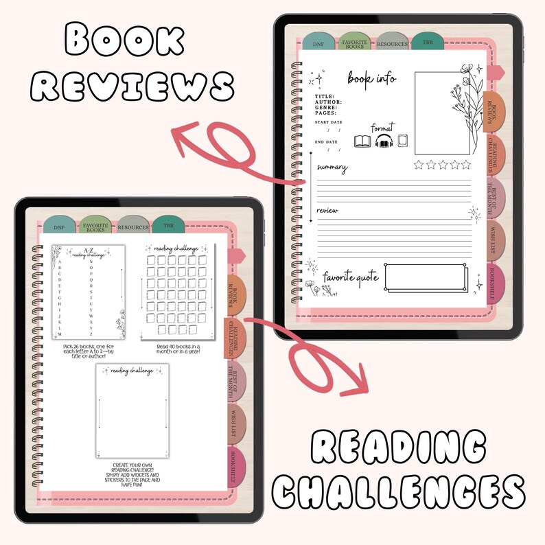 Digital Reading Journal for Book Lovers, Book Journal, Goodnotes ...