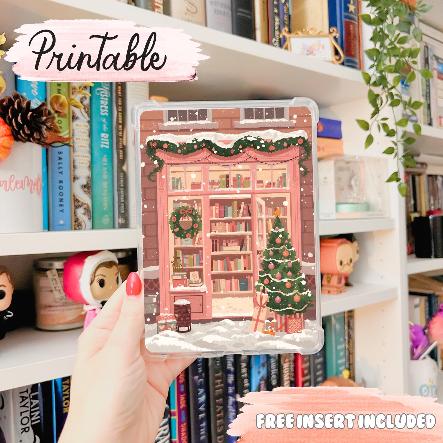 Pink Christmas Bookshop, Bookish Christmas, Printable Kindle Insert for ...