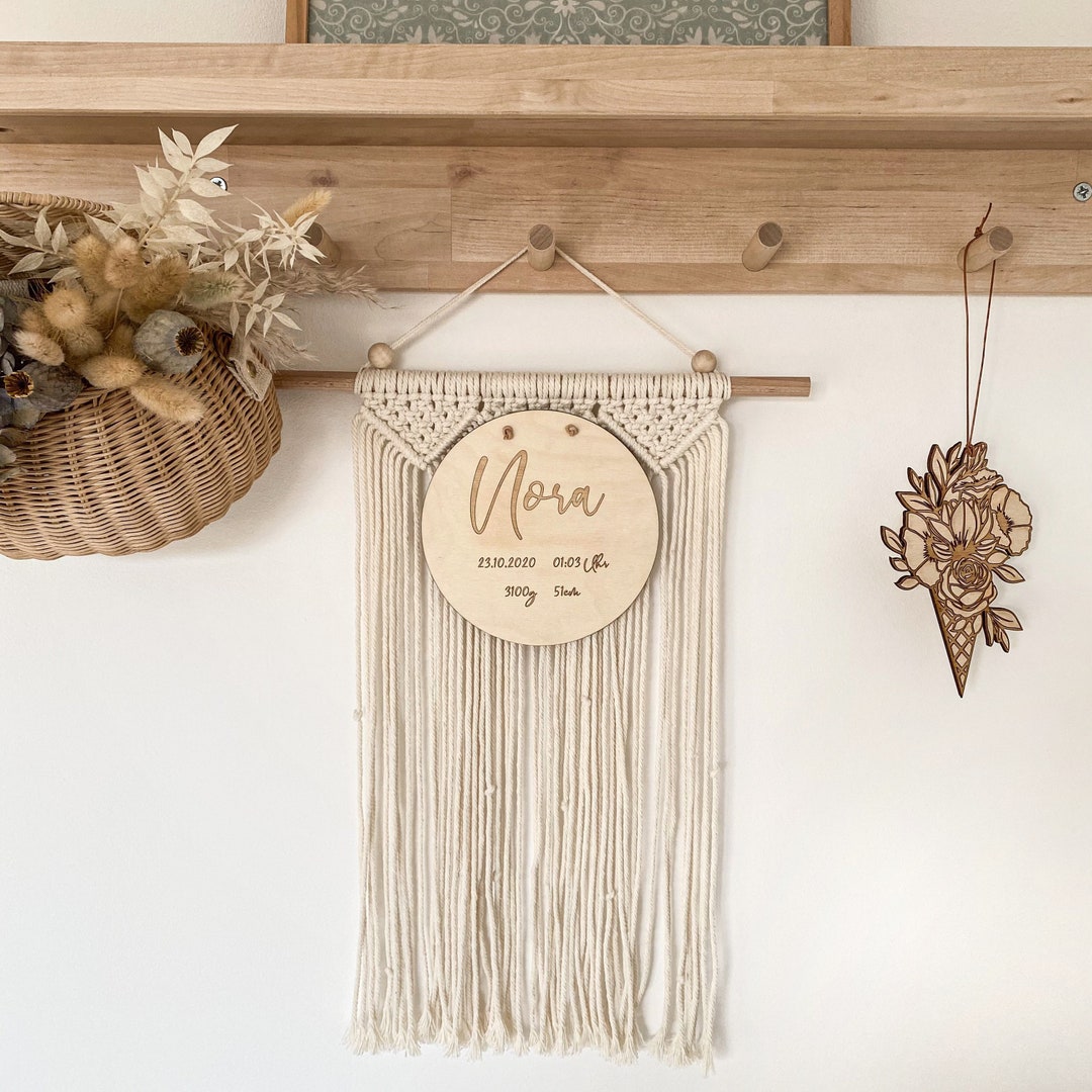 Macrame Wall Hanging Wood Sign Wedding Gift Personalized - Etsy