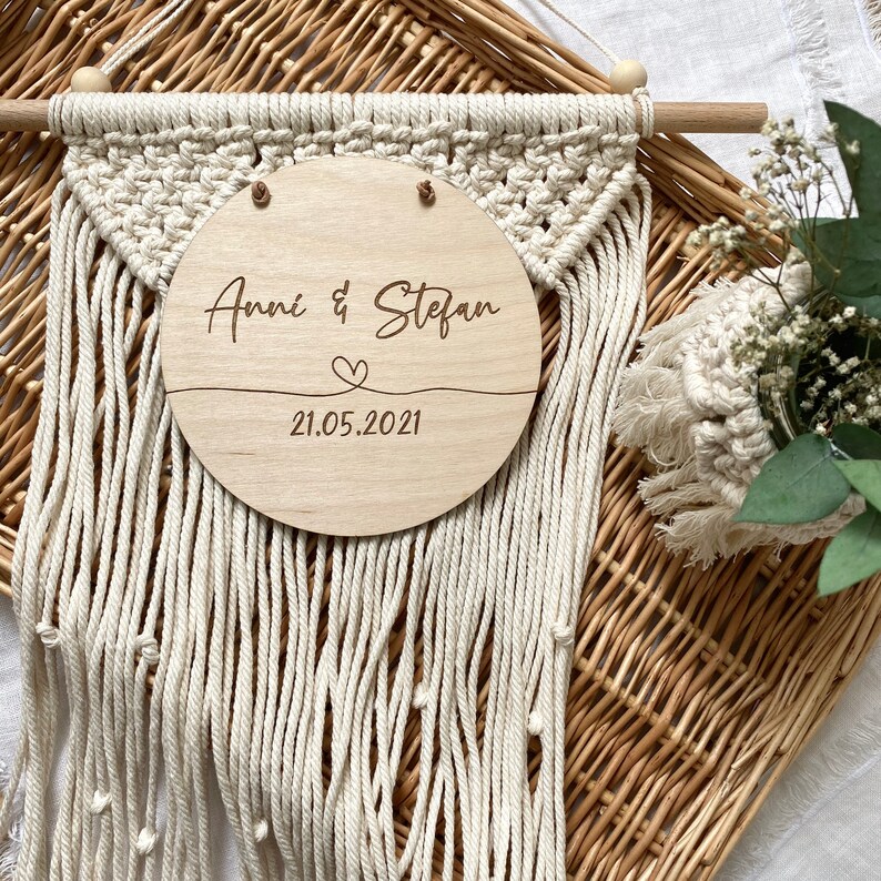 Macrame Wall Hanging Wood Sign Wedding Gift Personalized - Etsy