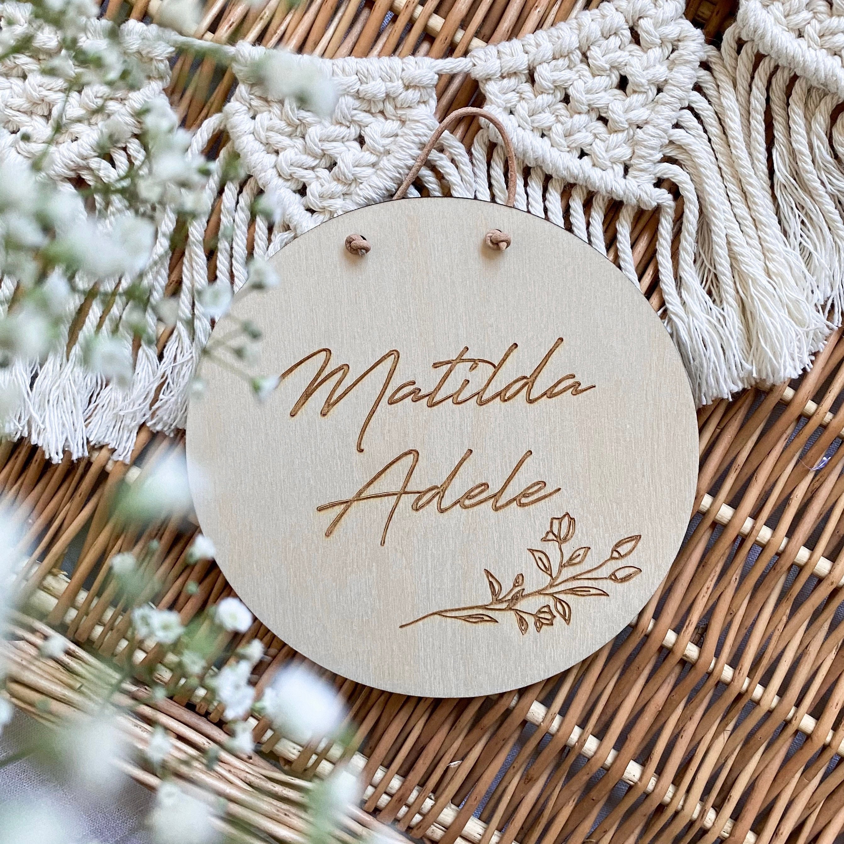 Name Tag Wooden Sign Personalized With Branch | Etsy UK