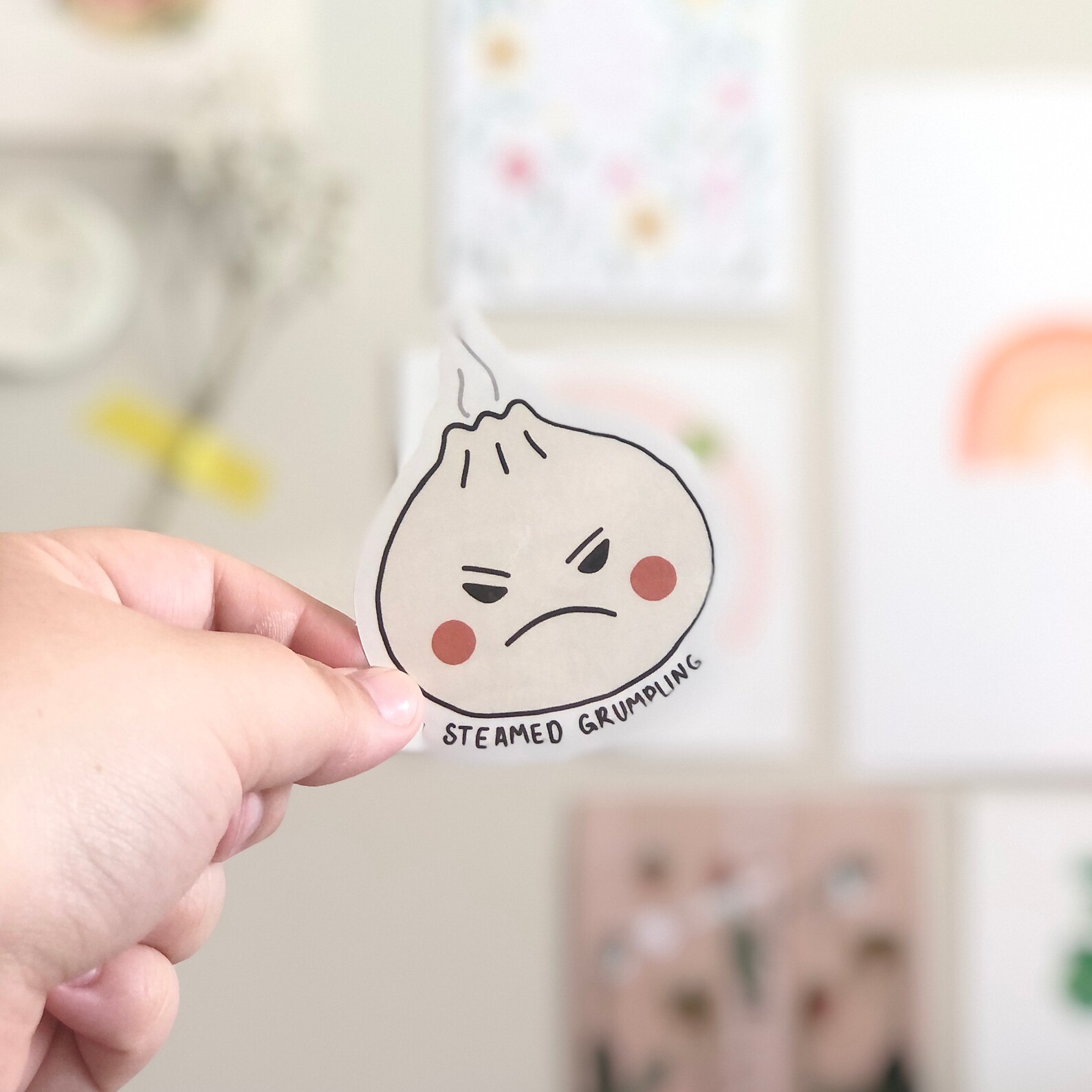 Steamed Grumpling Dumpling Pun Vinyl Sticker 2.4x3 | Etsy
