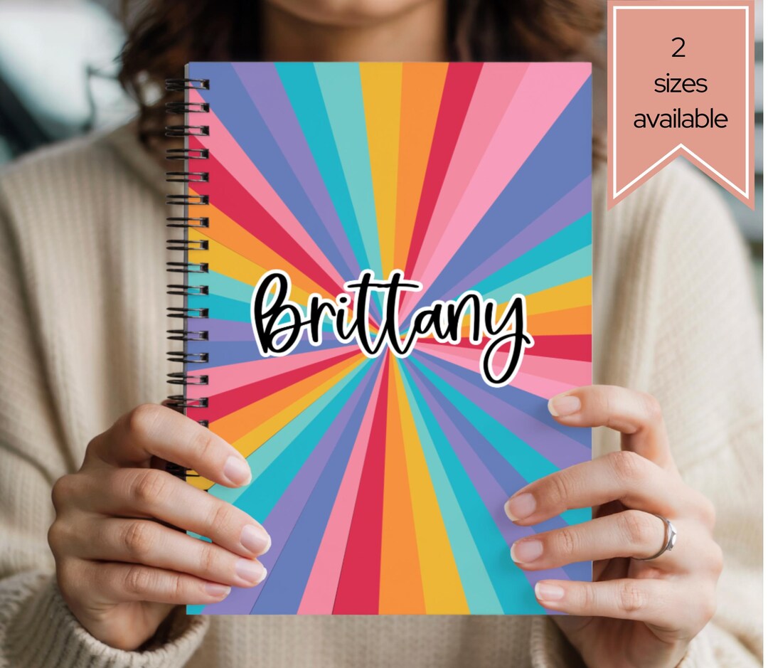Rainbow Spiral Notebook for Girls With Custom Name Personalized for ...