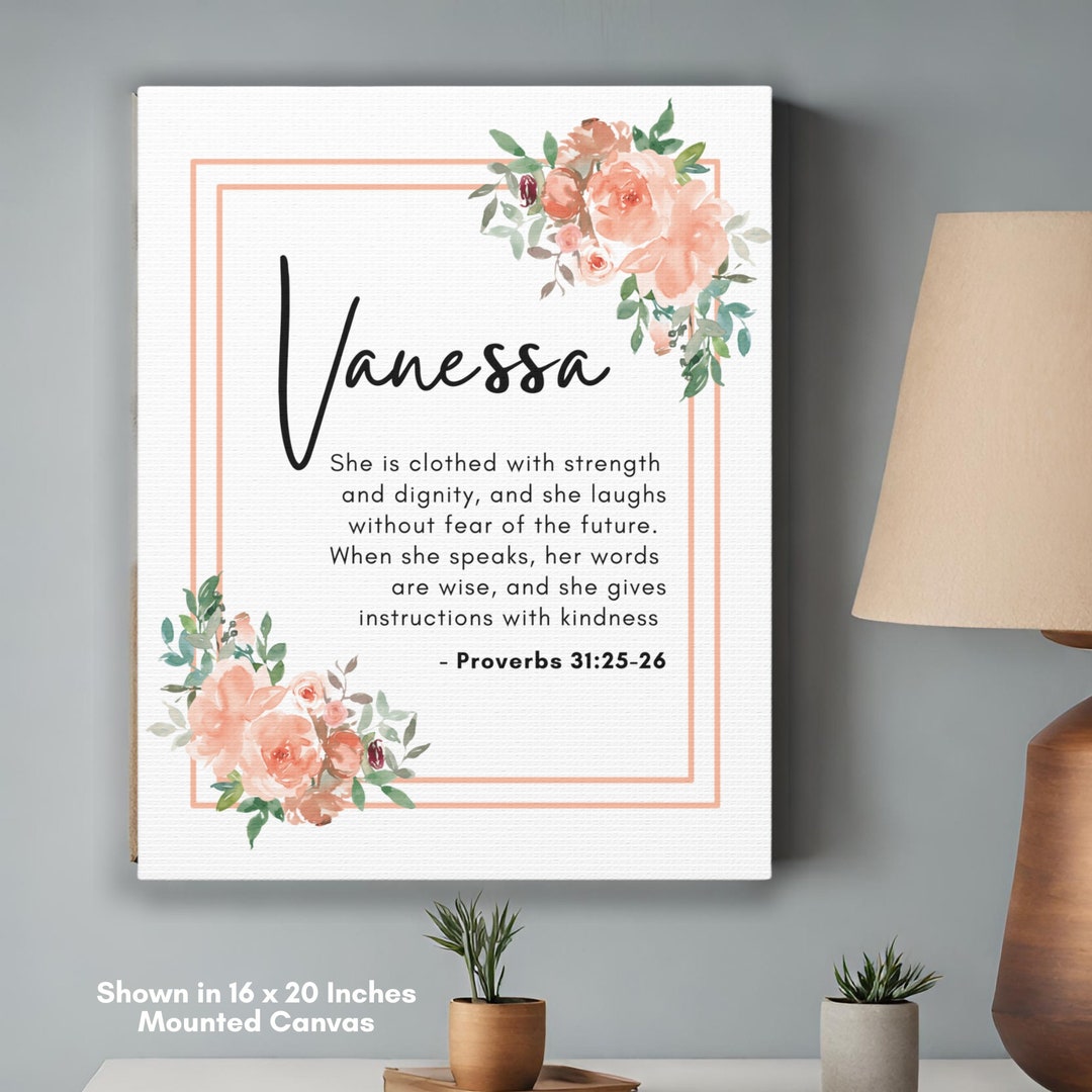 Personalized Christian Canvas Art, Proverbs 31 Virtuous Woman, Bible ...