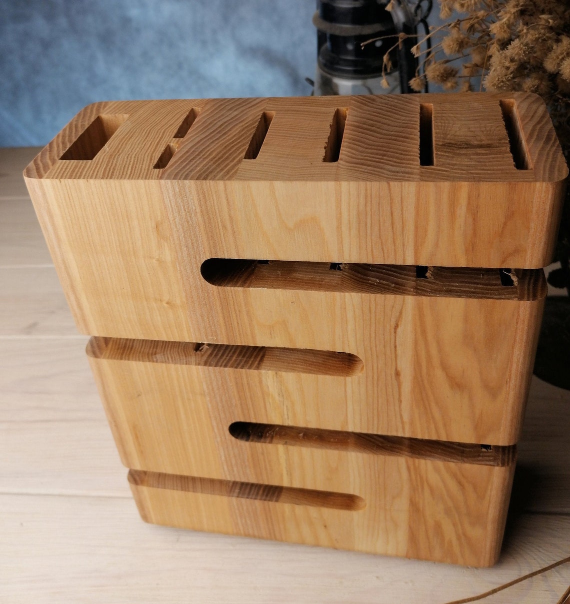 Wood Knife Block, Handmade, Knife Holder, Housewarming Gift, Knife ...