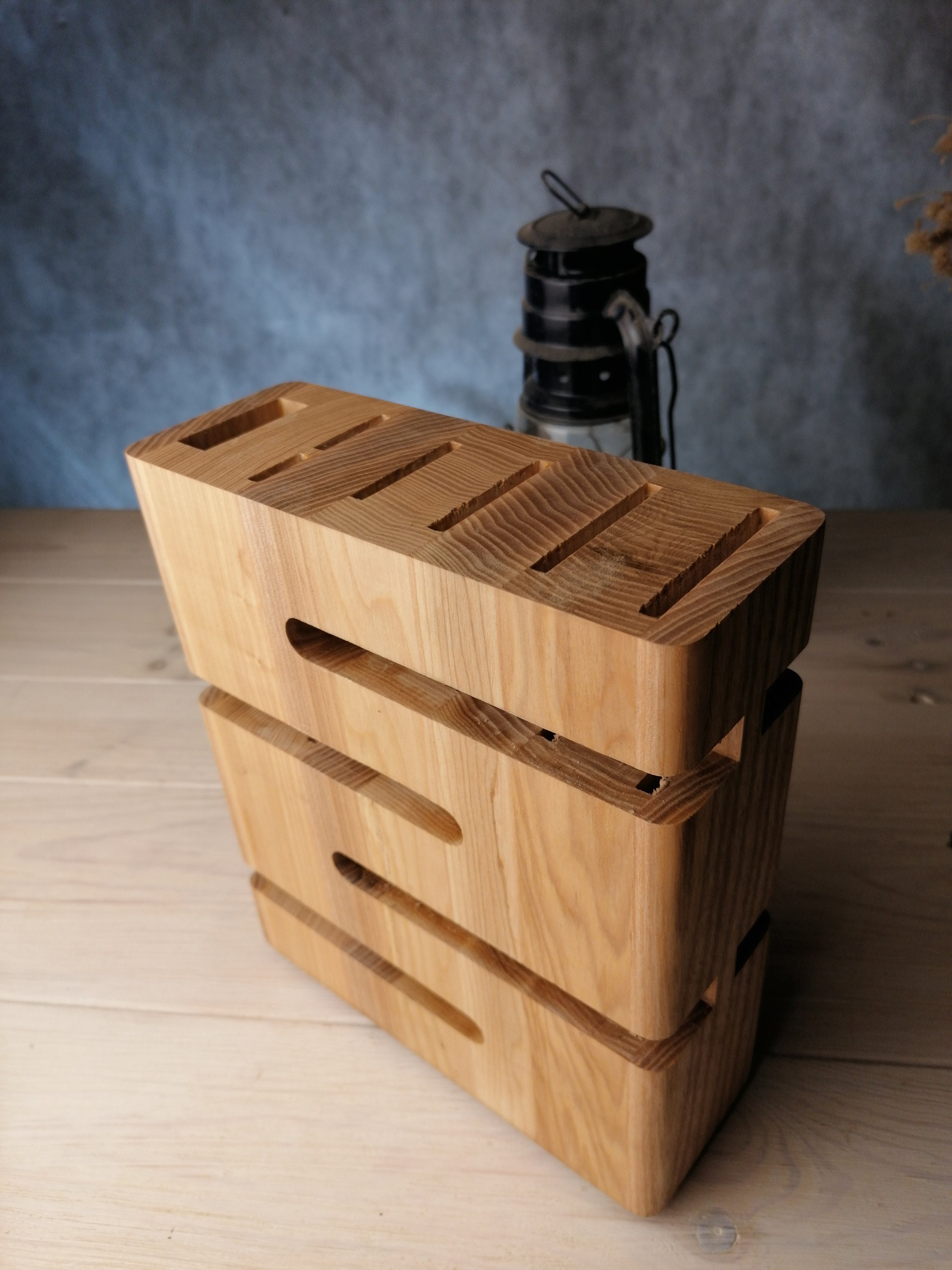 Wood Knife block handmade knife holder housewarming gift | Etsy