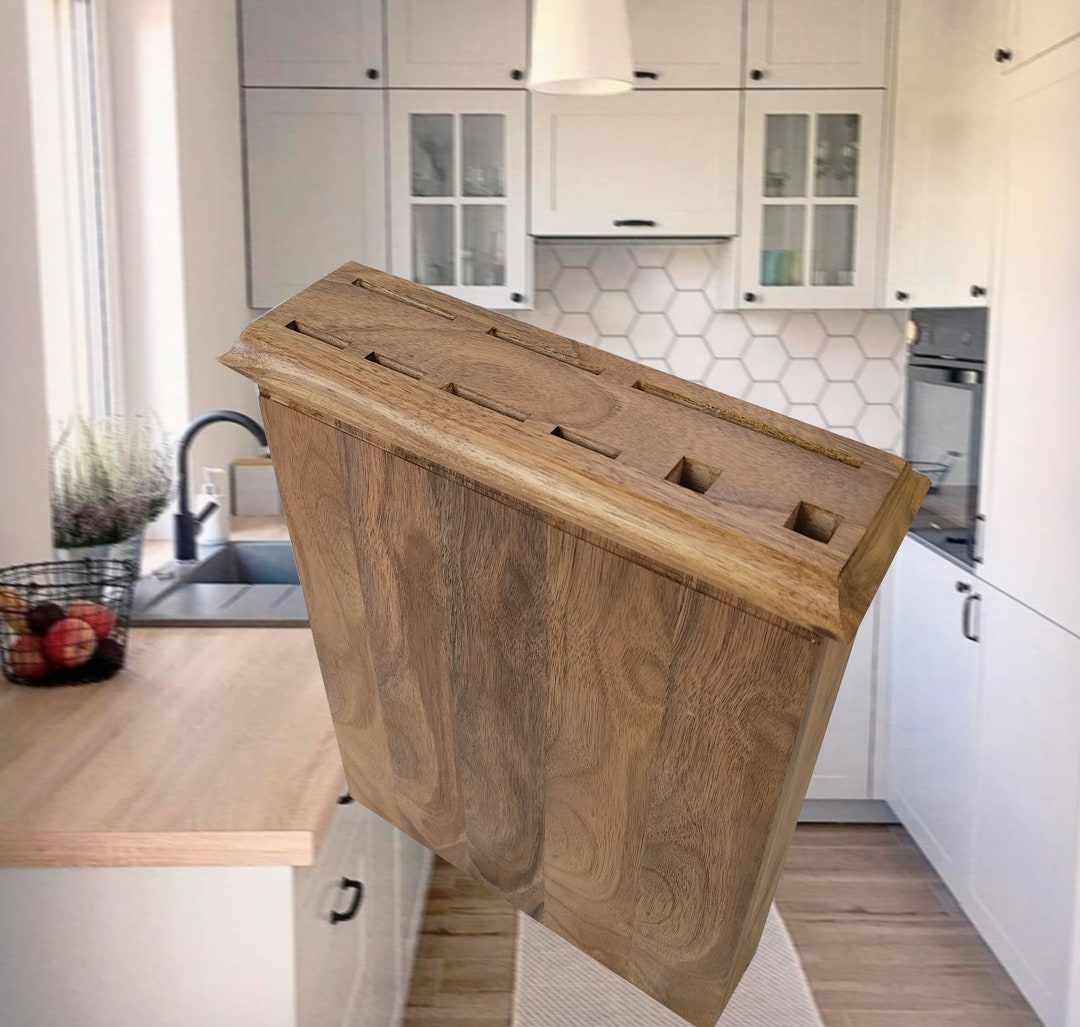 Custom Knife Block Built-in Wood Knife Block Walnut Knife - Etsy