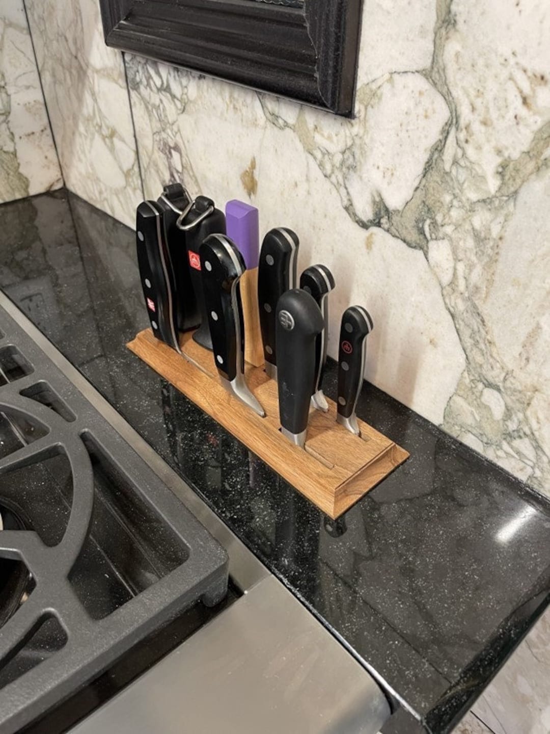 Custom Knife Block, Built-in Wood Knife Block, Walnut Knife Holder ...