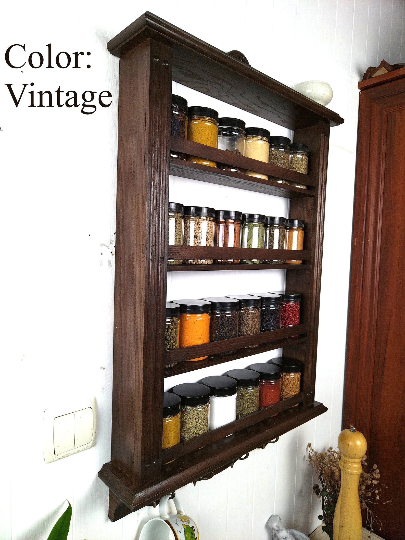 Spice Rack, Large Spice Rack, Coffee Mug Rack, Spice Organizer, Spice ...