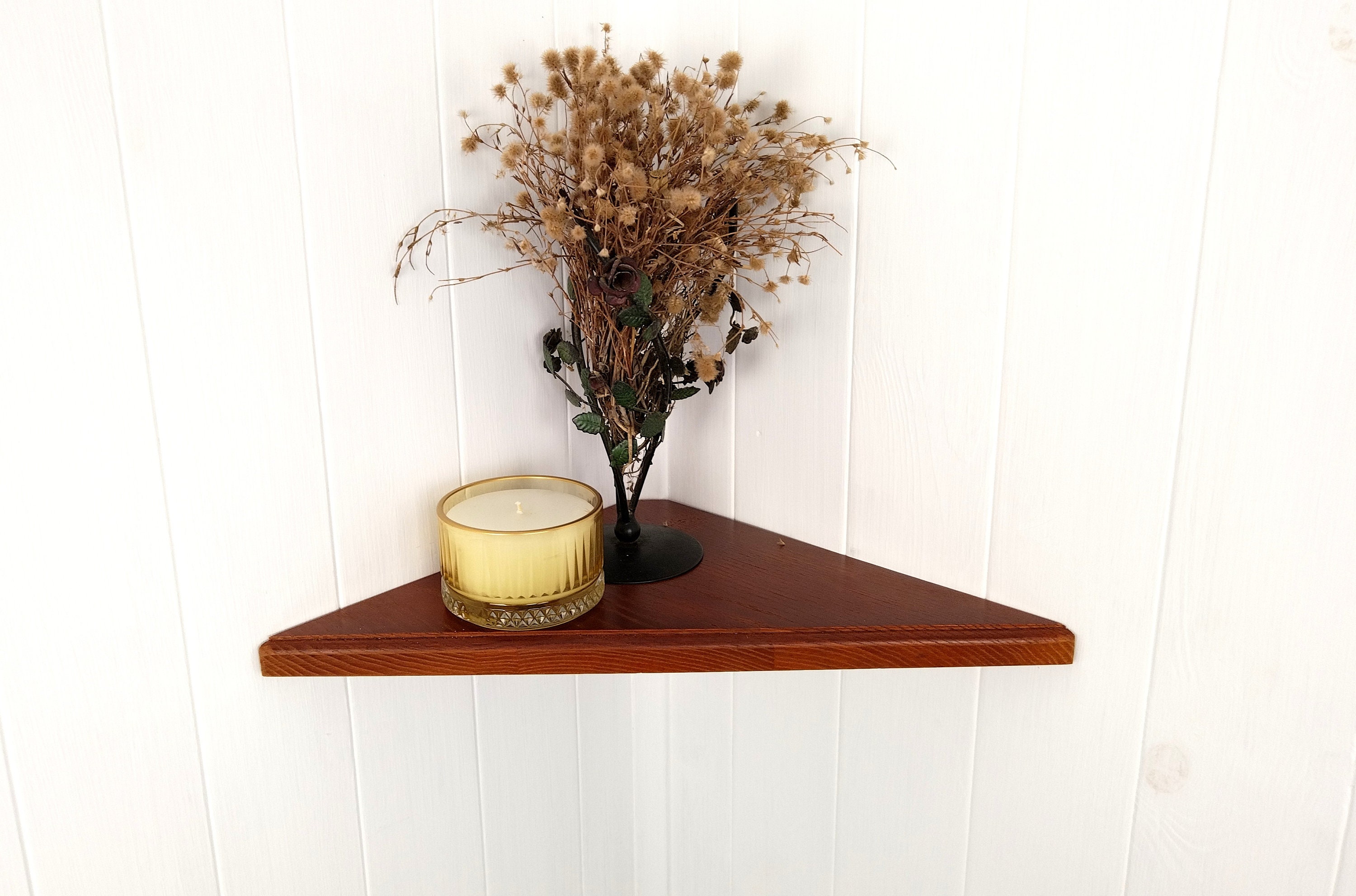 Cherry Three Tier Corner Wall Shelf