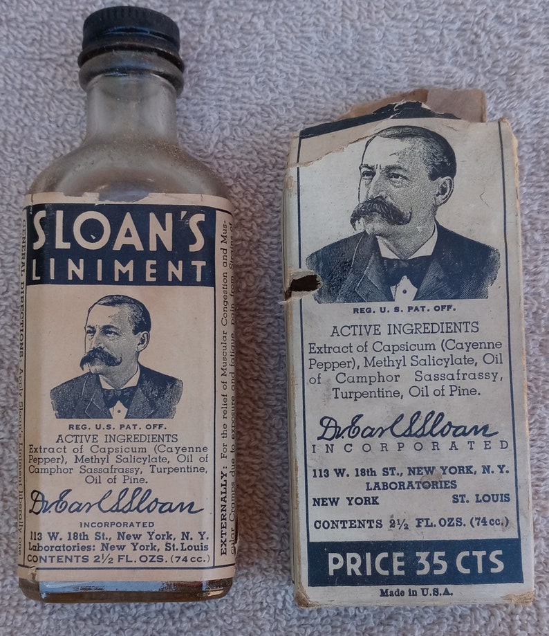 This is a Vintage Sloan's Liniment Bottle W/box - Etsy