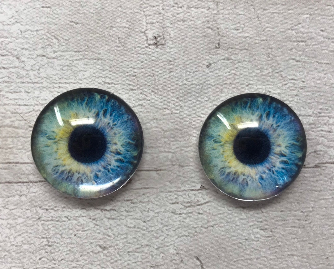 Pair of Realistic Blue Glass Eye Cabochons in Sizes 6mm to 20mm ...