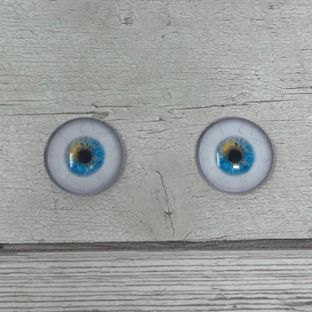 Pair of Realistic Blue Human Glass Eye Cabochons in Sizes 6mm to 20mm ...