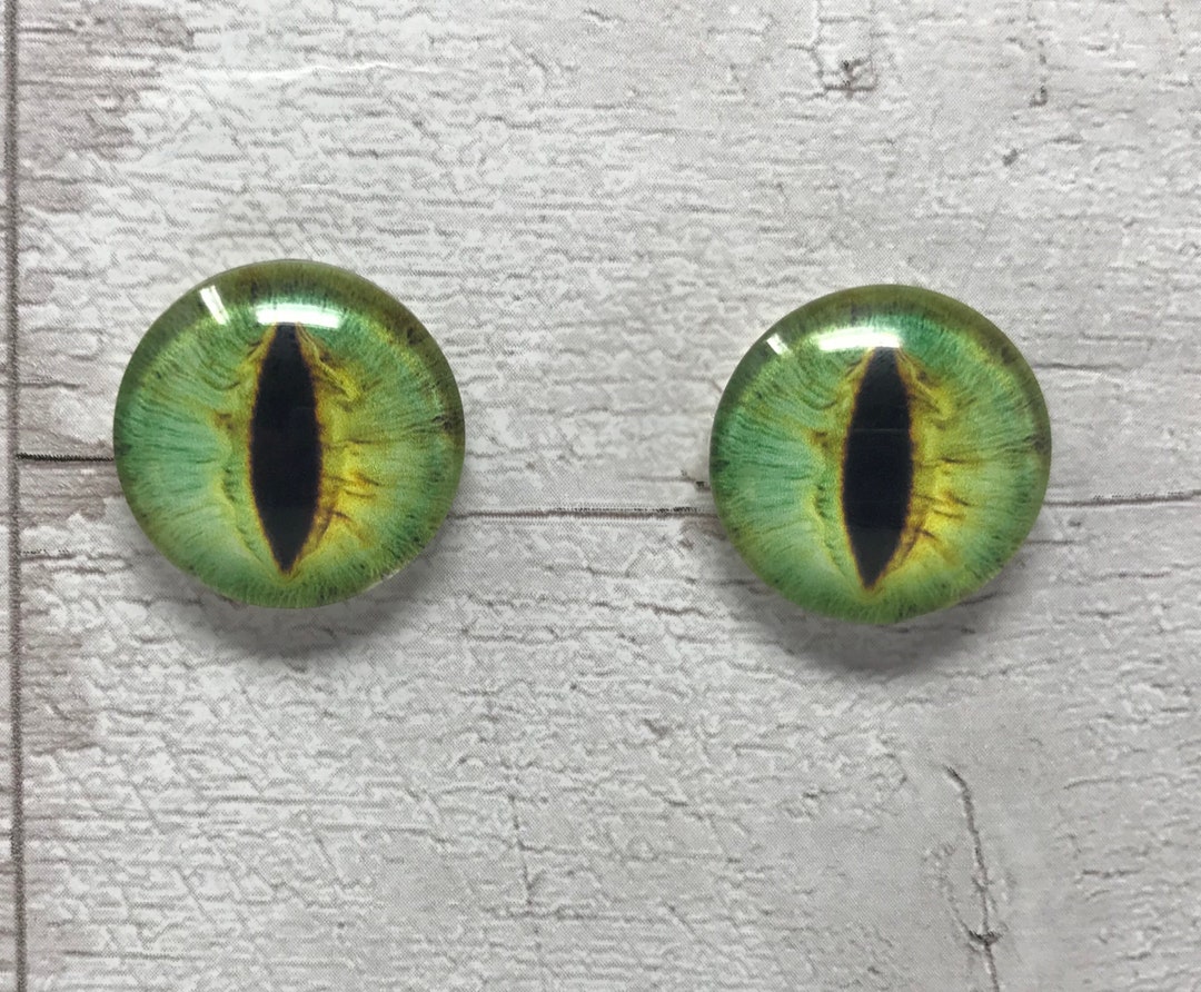 Green Glass Eye Cabochons in Sizes 6mm to 40mm Dragon Eyes Cat Iris ...