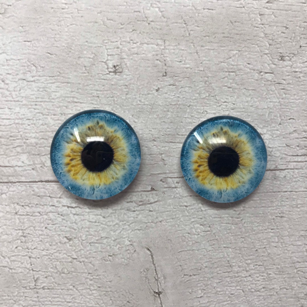 Pair of Realistic Blue Glass Eye Cabochons in Sizes 6mm to 20mm ...