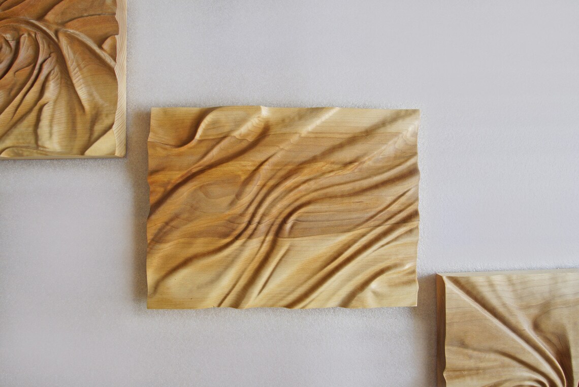 Set of 3 Wood Bas Relief Sculptures for Wall Decormodern Wood - Etsy