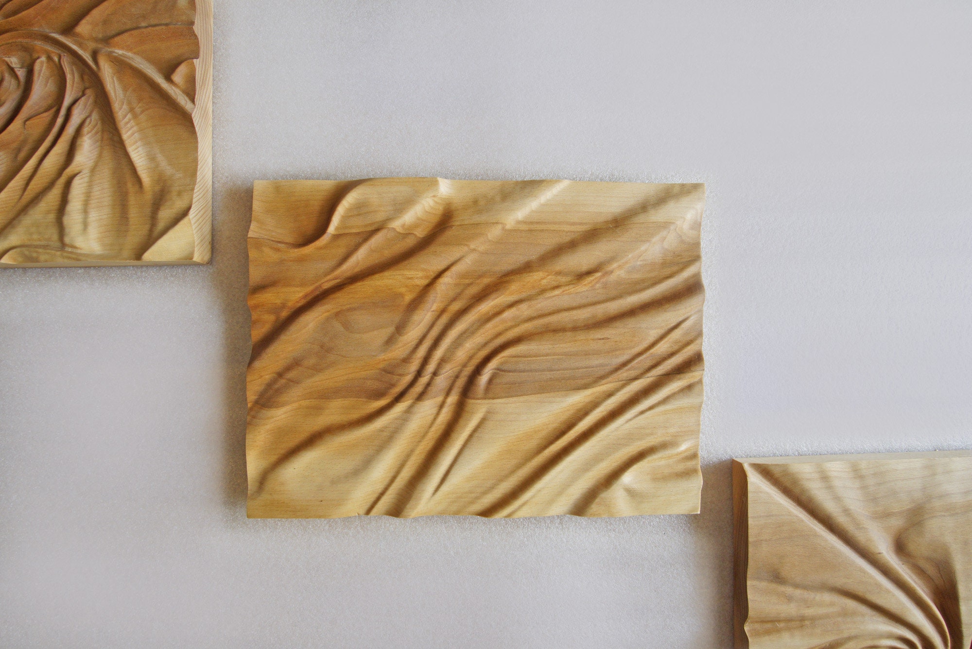 Set of 3 Wood Bas Relief Sculptures for Wall Decormodern Wood - Etsy