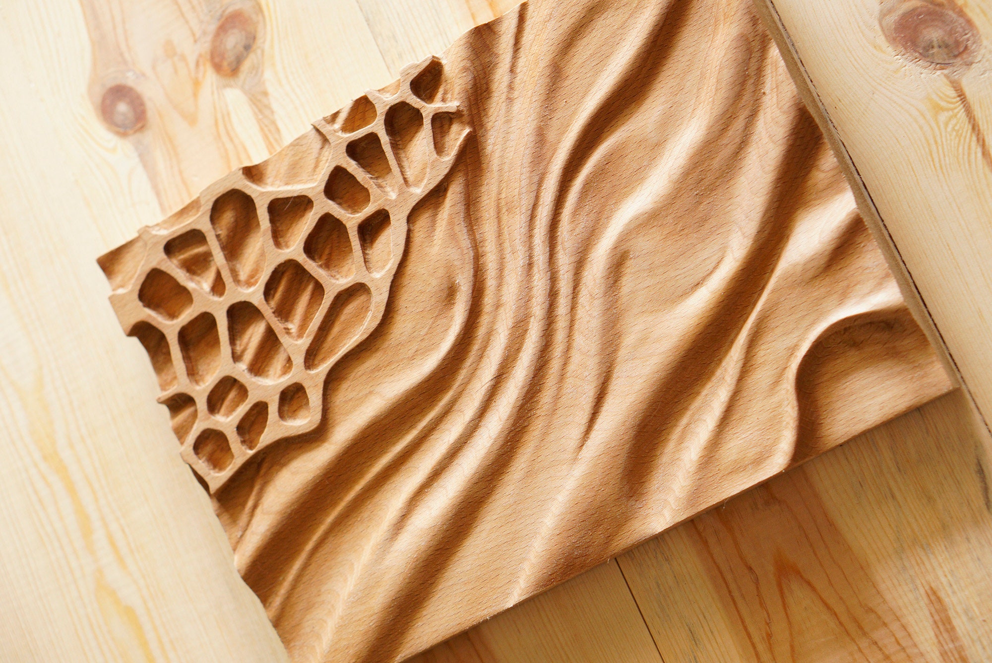 Wooden Wall Decor Hybrid Shapes, Modern Wood Wall Art, Wood Grain, Home ...