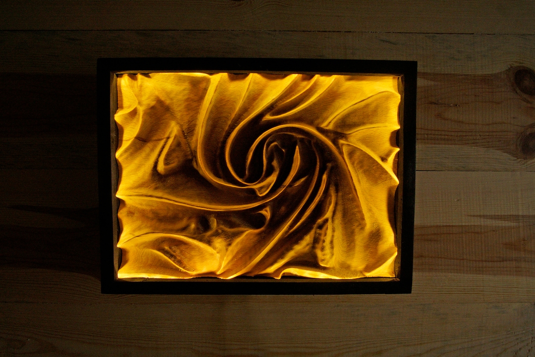Glowing LED Wood Wall Lamp: Ambient Light Sculpture - Etsy