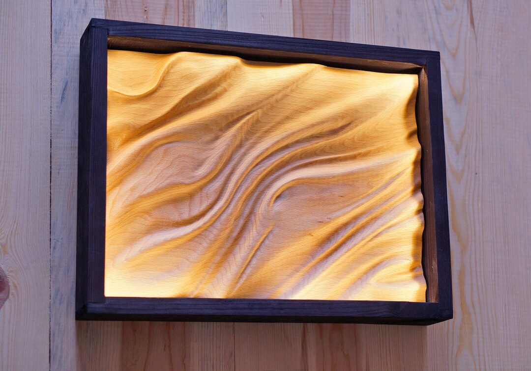 LED Wood Wall Lamp: Ambient Light Sculpture With Remote Fairy Lights - Etsy