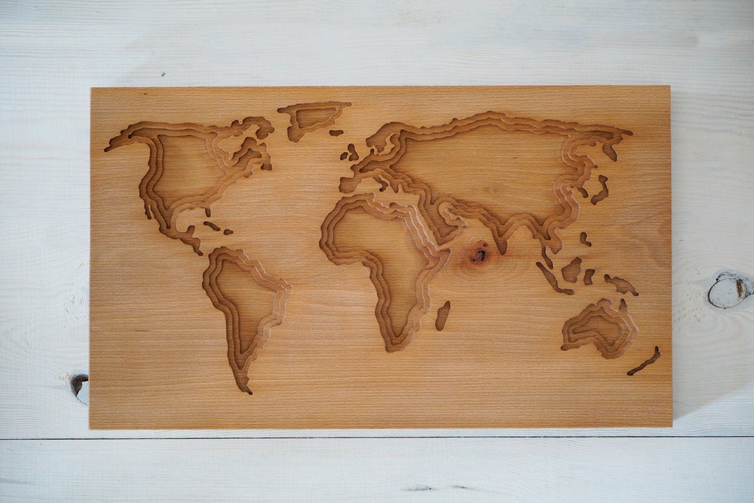 World Map Wall Décor, Wooden Shapes Modern Wall Art, Free Shape Deep ...