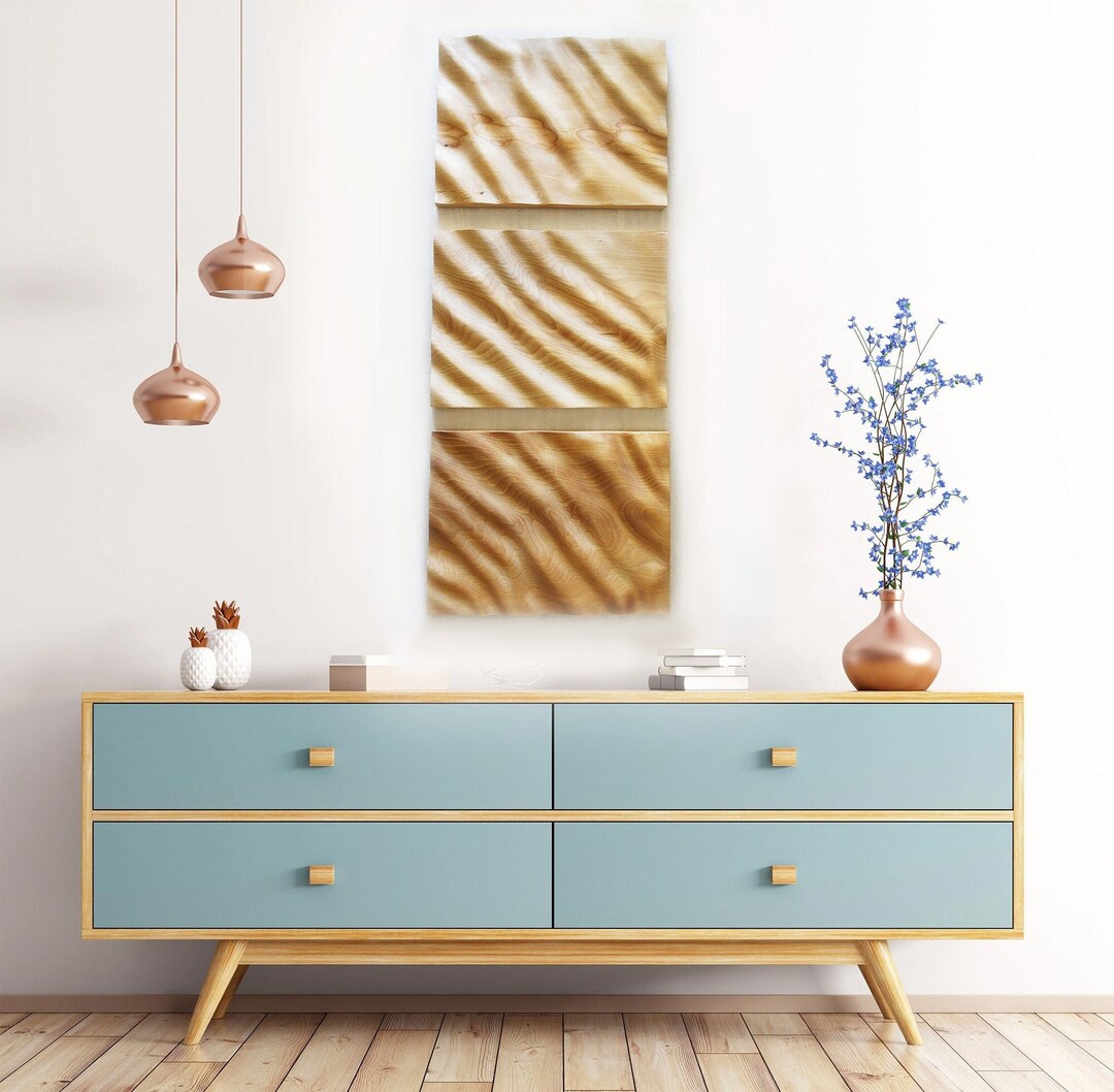 Beech Wood Bas Relief Sculpture Set: Modern Abstract Wall Art - Etsy