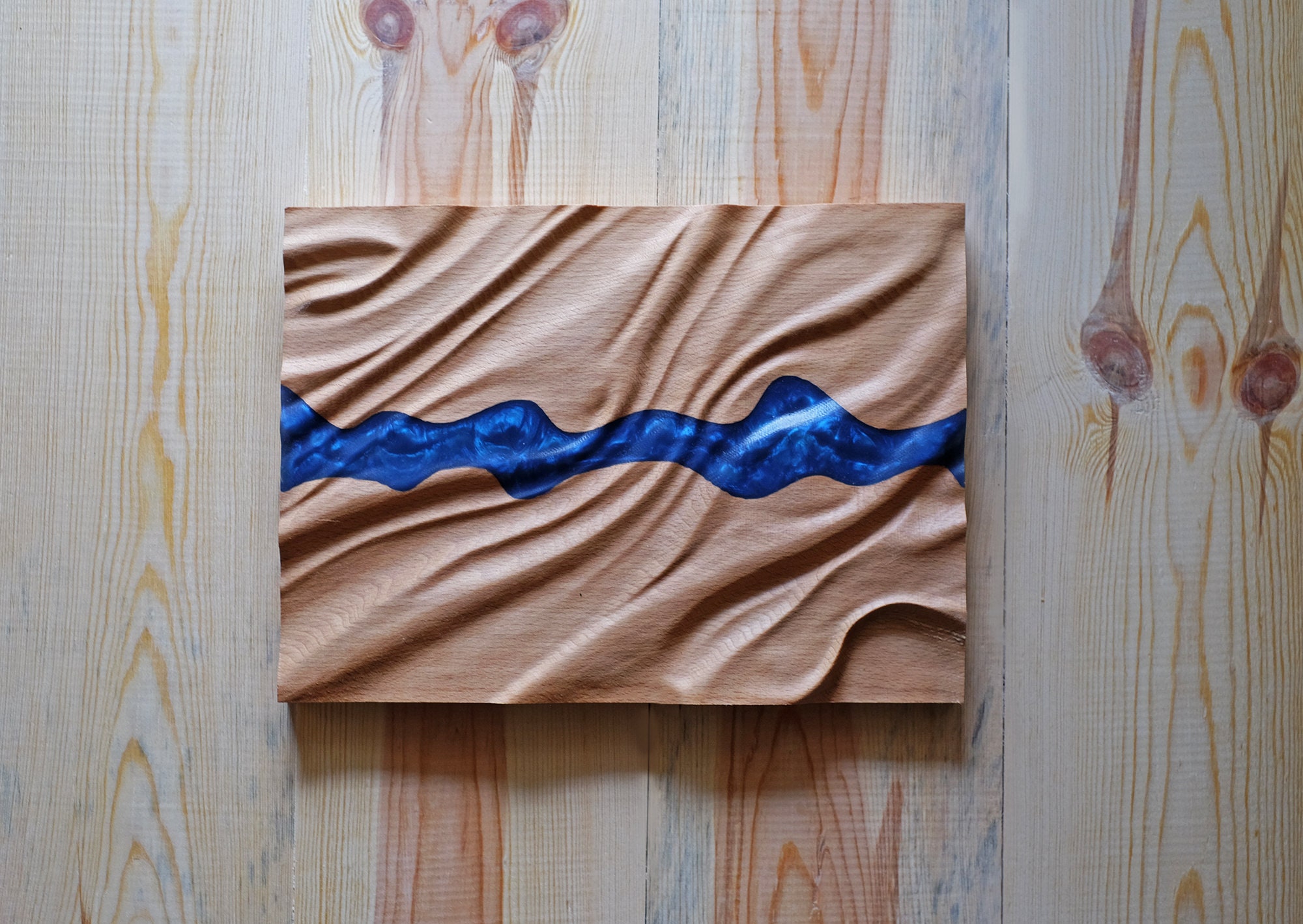 Blue River Wooden Wall Art and Home Décor, Resin Crafts, Epoxy Modern ...