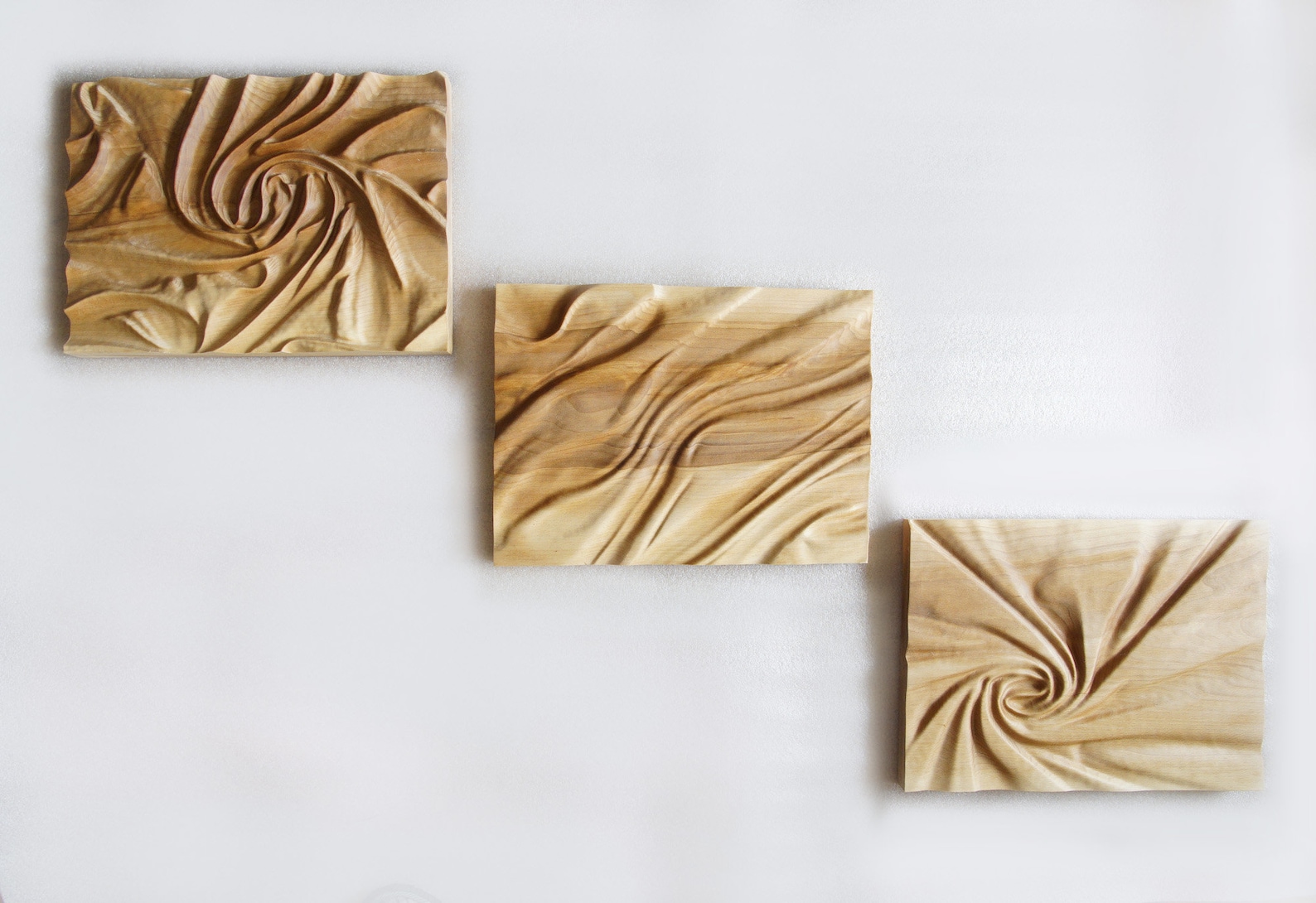Set of 3 Wood Bas Relief Sculptures for Wall Decormodern Wood - Etsy